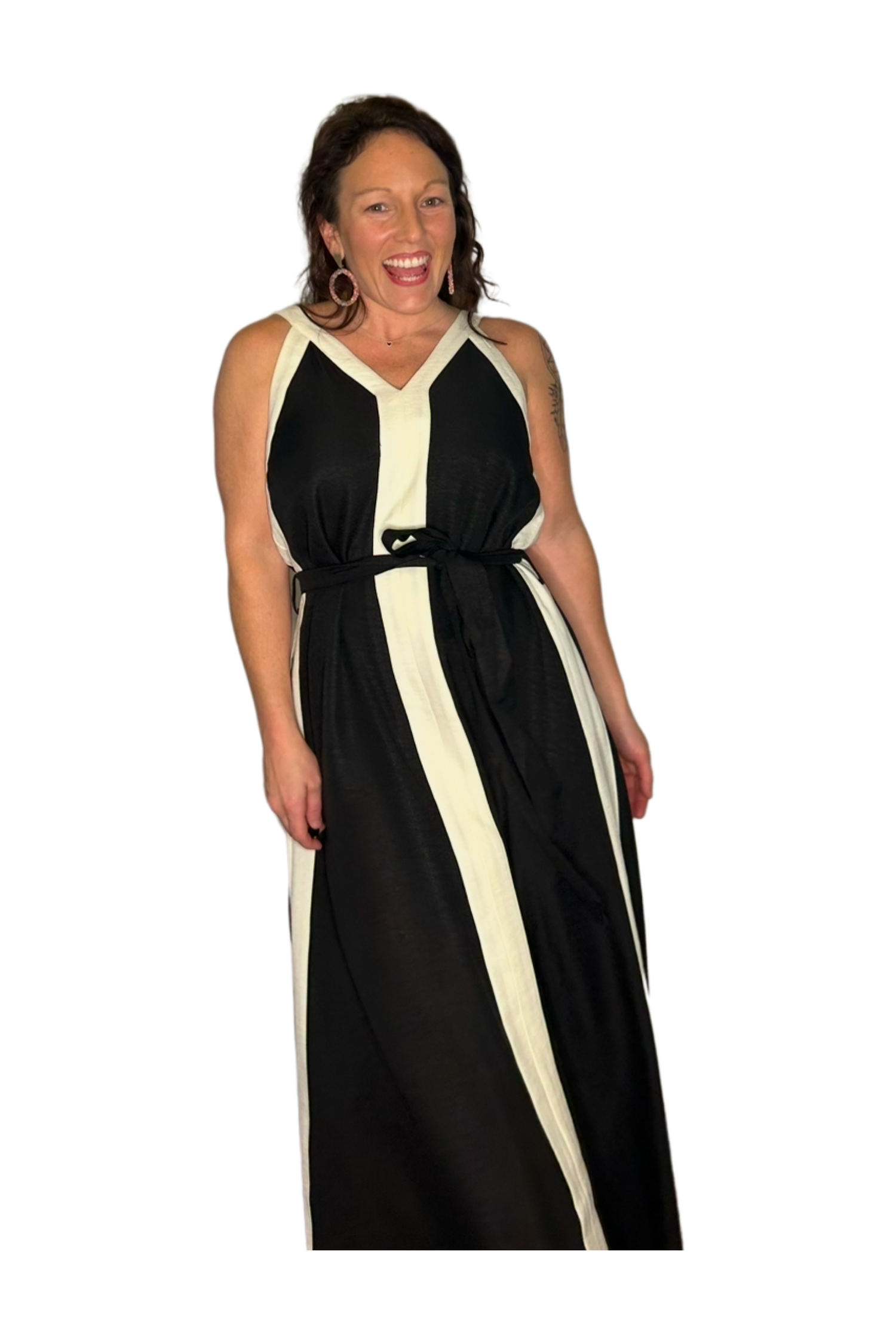 Entro Black and White Maxi Dress – Vintage Dragonfly Boutique