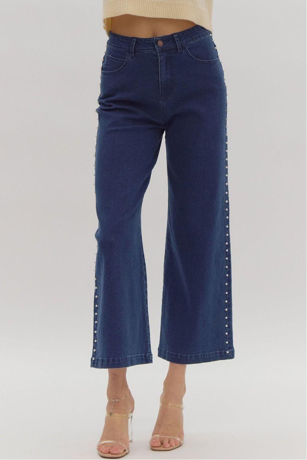 Entro Dark Denim Pants with Pearls – Vintage Dragonfly Boutique
